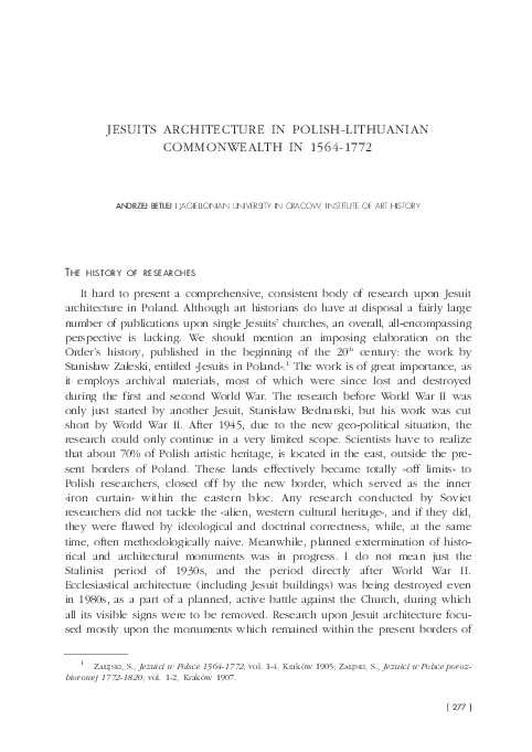 Jesuits Architecture in Polish-Lithuanian Commonwealth in 1564-1772, In ...