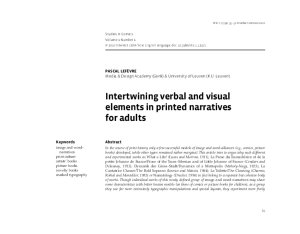 (PDF) Intertwining verbal and visual elements in printed narratives for ...