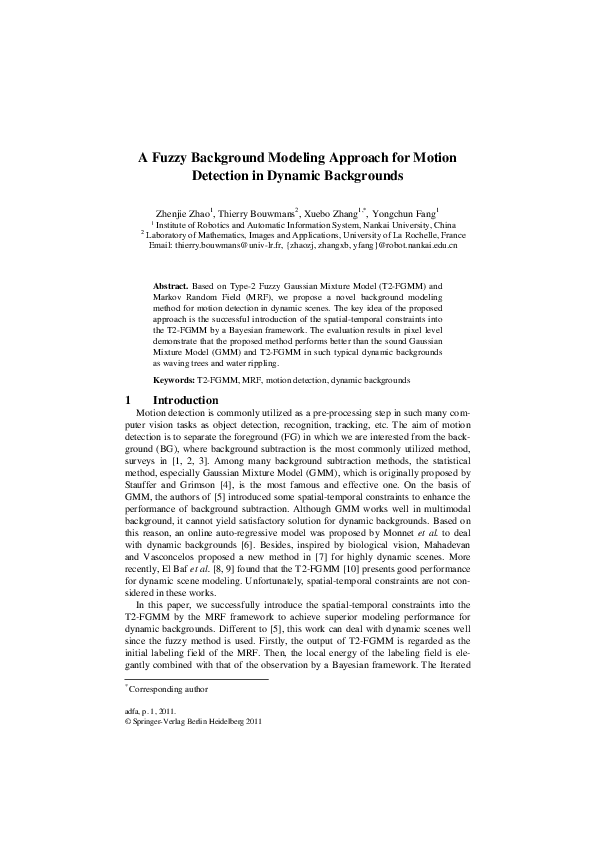 A Fuzzy Background Modeling Approach For Motion Detection In Dynamic