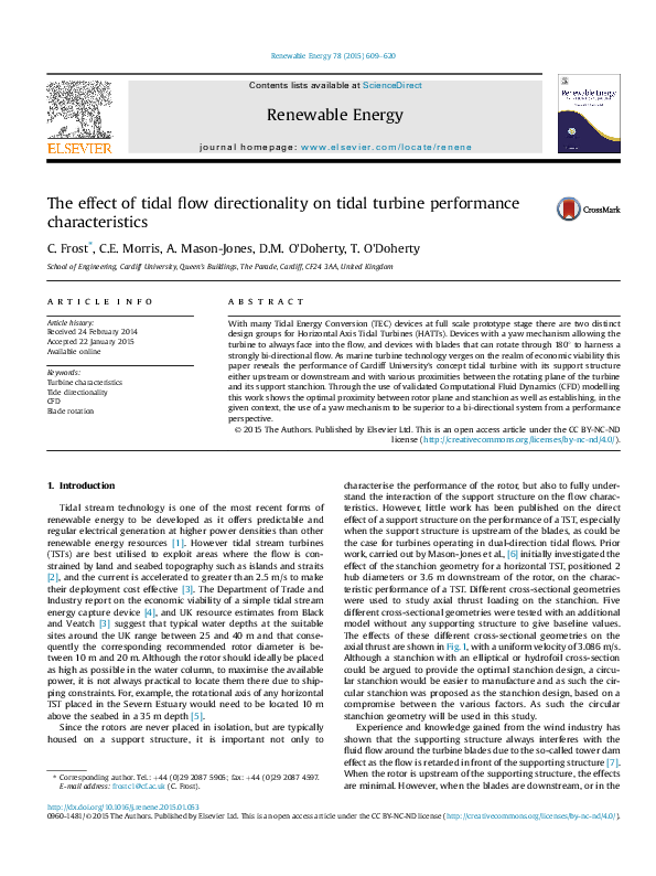 Pdf The Effect Of Tidal Flow Directionality On Tidal Turbine