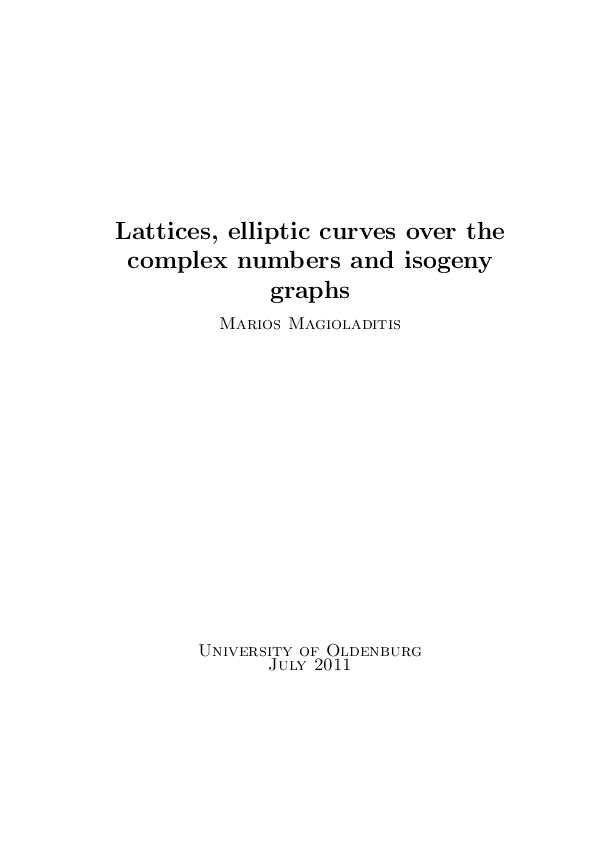 Lattices, elliptic curves over the complex numbers and isogeny graphs