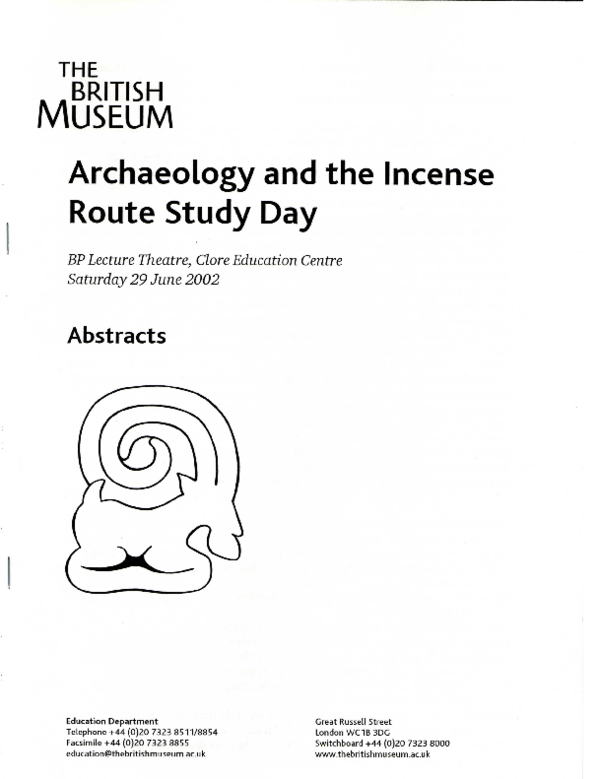 (PDF) Archaeology and the Incense Route