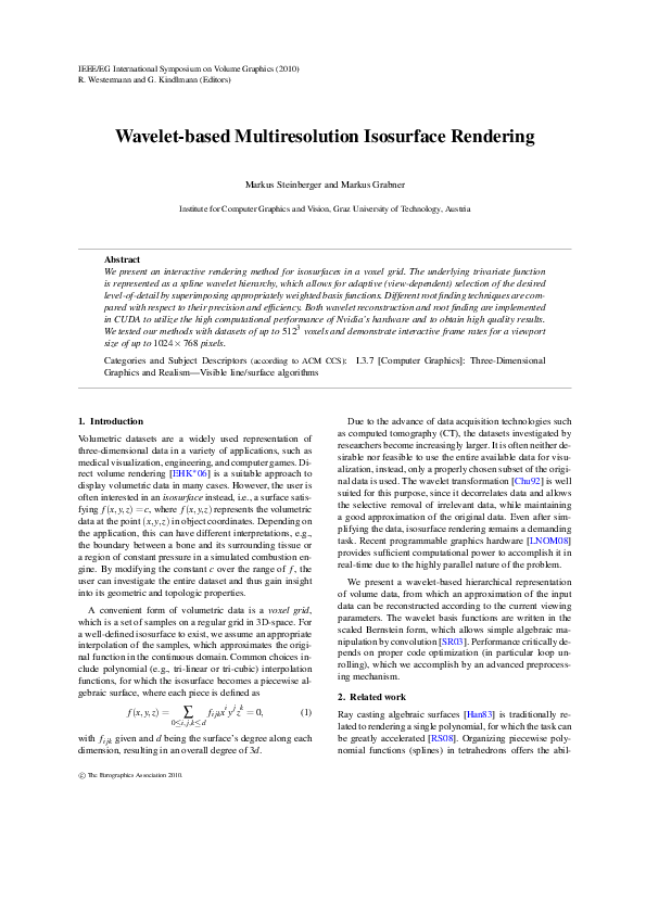 (PDF) Wavelet-based Multiresolution Isosurface Rendering