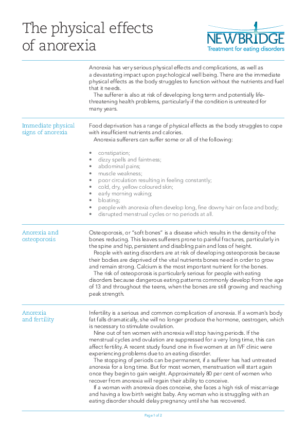 (PDF) The physical effects of anorexia