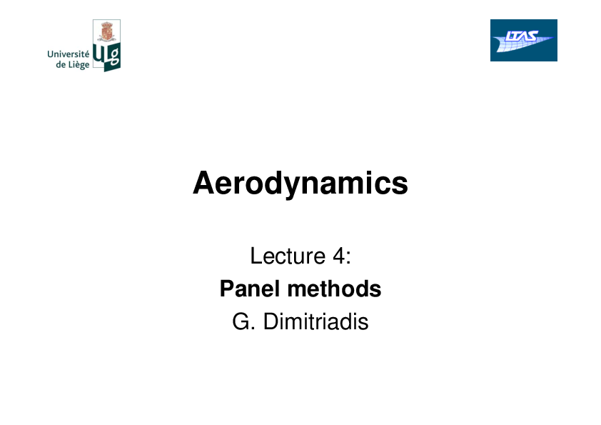 (PDF) Aerodynamics Lecture 4: Panel methods