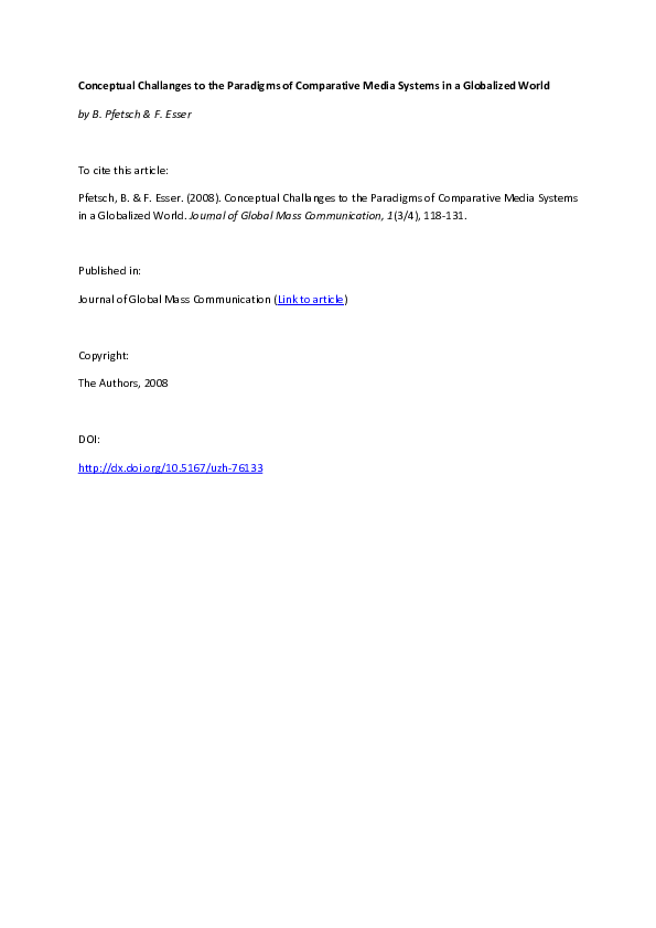 (PDF) Conceptual Challanges to the Paradigms of Comparative Media ...