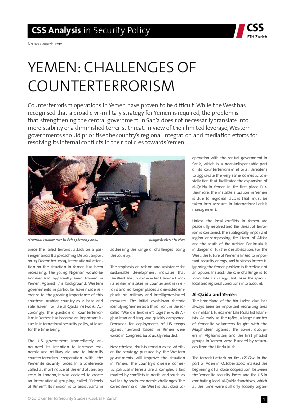(PDF) YEMEN: CHALLENGES OF COUNTERTERRORISM