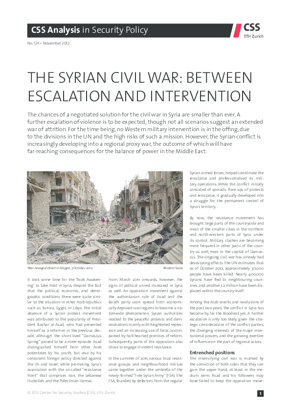 (PDF) THE SYRIAN CIVIL WAR: BETWEEN ESCALATION AND INTERVENTION