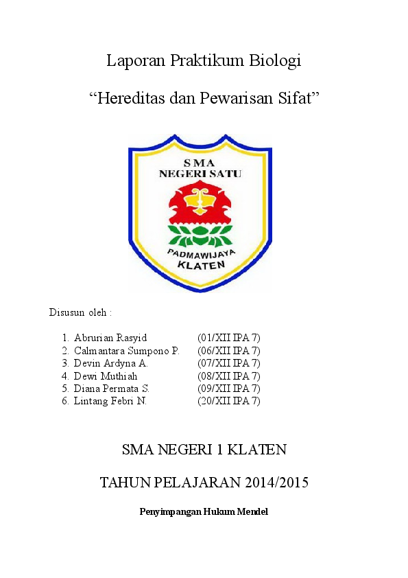 (DOC) Laporan Praktikum Biologi