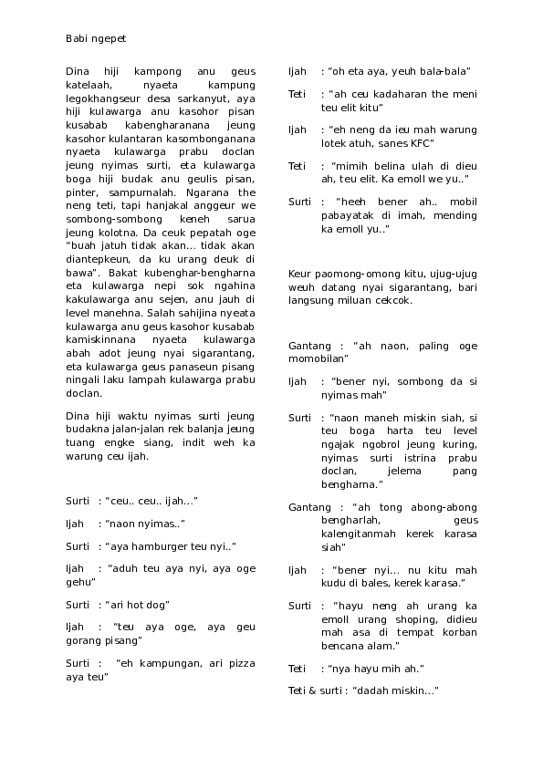 (DOC) drama sunda - bagong ngepet