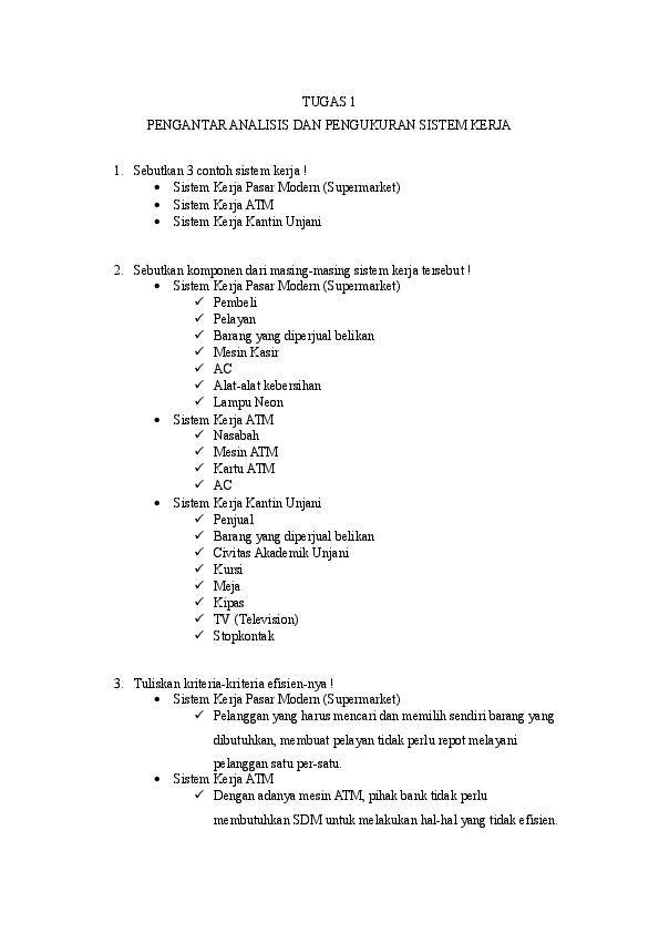 (DOC) Contoh-contoh Sistem Kerja