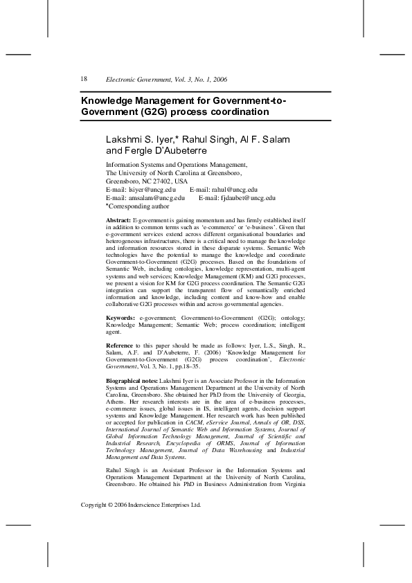 (PDF) Knowledge management for Government-to-Government (G2G) process ...