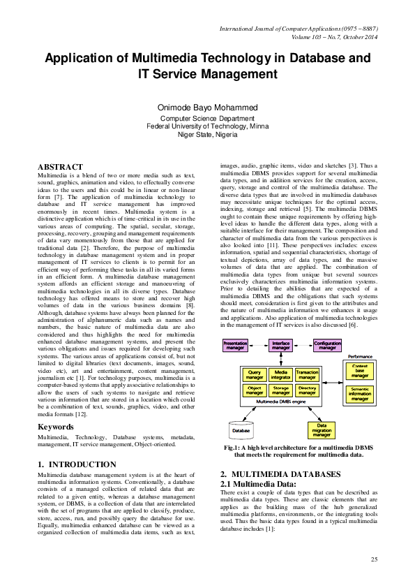 (PDF) Application of Multimedia Technology in Database and IT Service ...