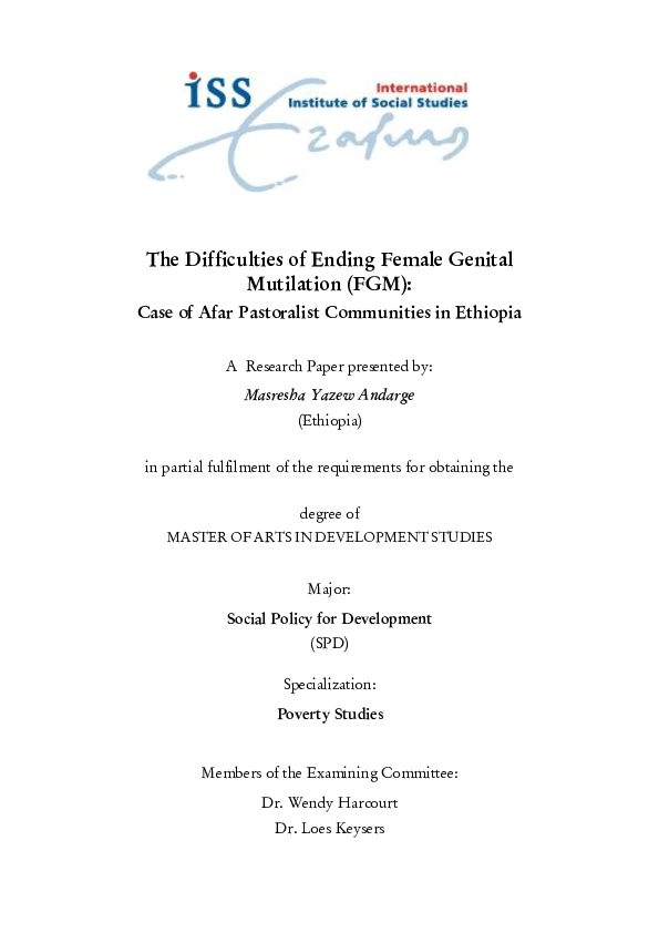 (PDF) The Difficulties of Ending Female Genital Mutilation (FGM): Case ...