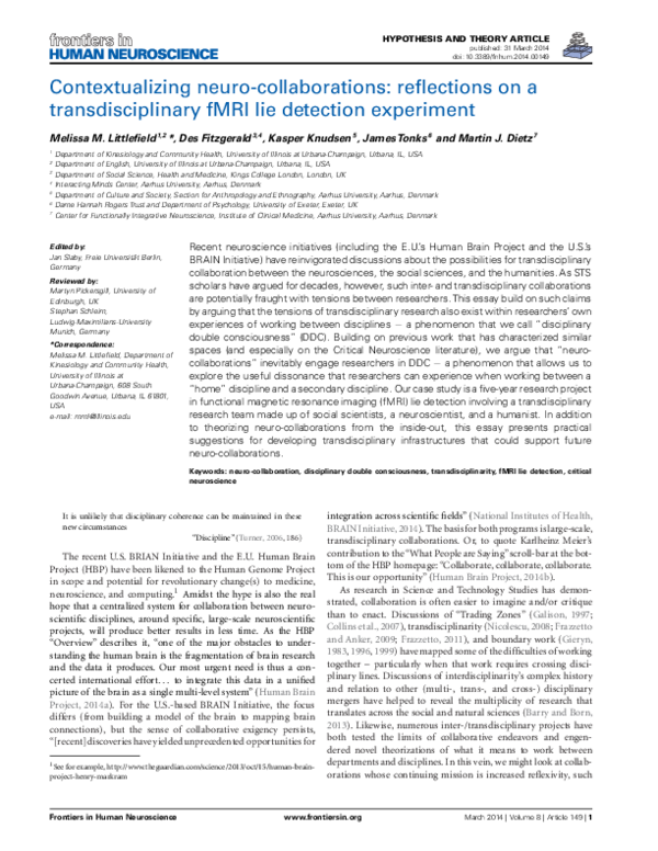 Contextualizing neuro-collaborations: reflections on a ...