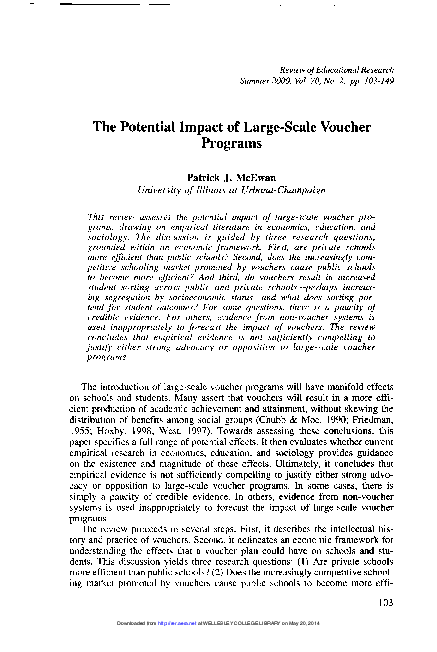 (PDF) The Potential Impact of Large-Scale Voucher Programs