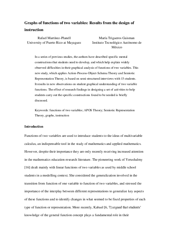 (PDF) Graphs of functions of two variables: results from the design of ...
