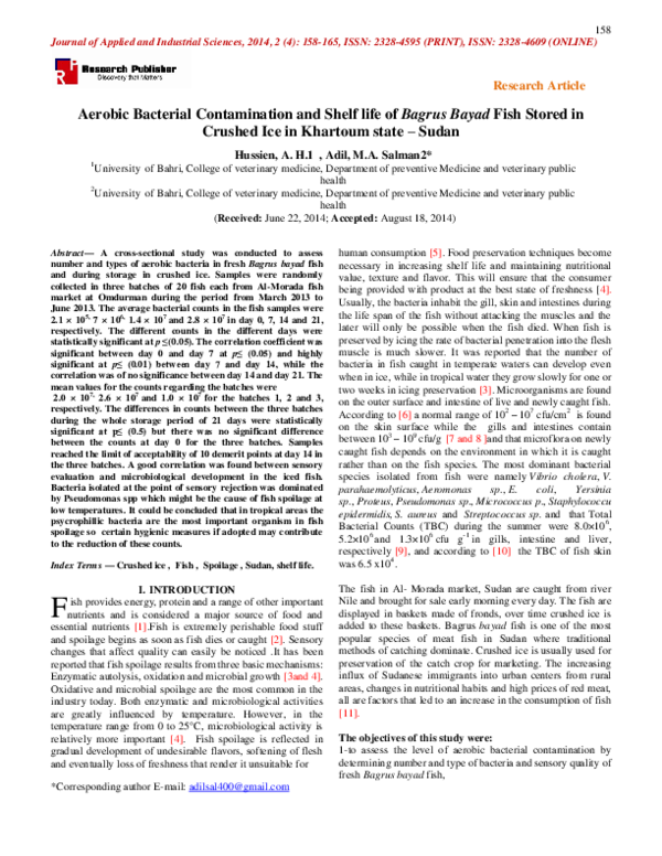 (PDF) Aerobic Bacterial Contamination and Shelf life of Bagrus Bayad ...