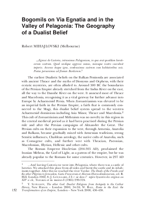 (PDF) Bogomils on Via Egnatia and in the Valley of Pelagonia: the ...