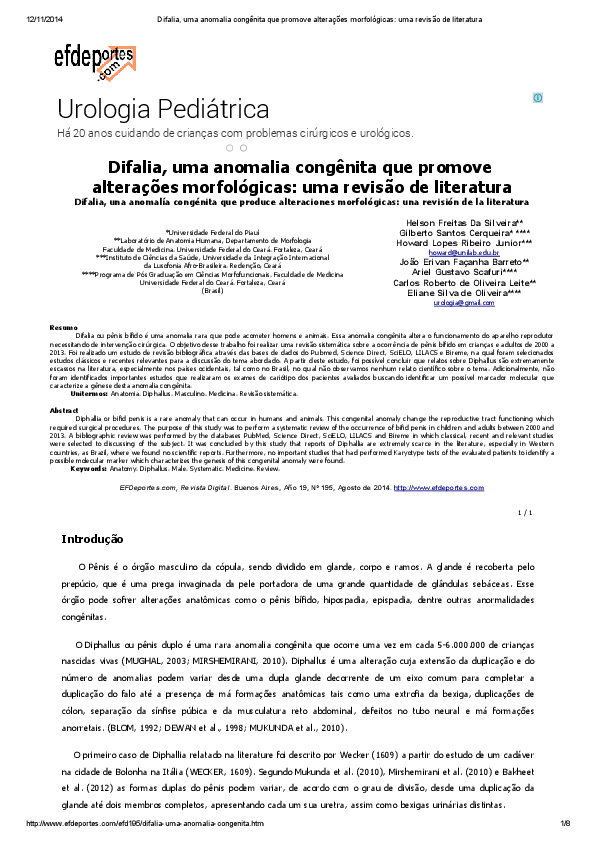 (PDF) Difalia, uma anomalia congênita que promove alterações ...