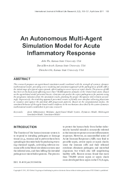 (PDF) An Autonomous Multi-Agent Simulation Model for Acute Inflammatory Response