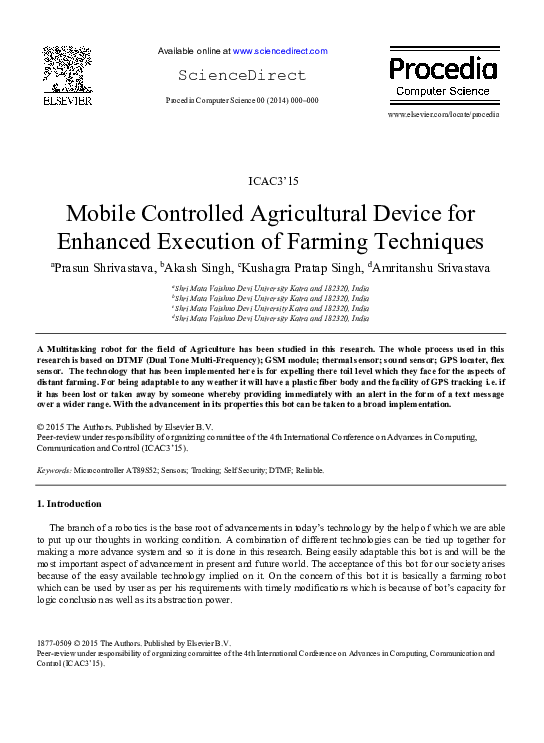 (PDF) Mobile Controlled Agricultural Device for Enhanced Execution of ...