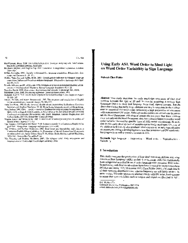 (PDF) Using Early ASL Word Order to Shed Light on Word Order ...