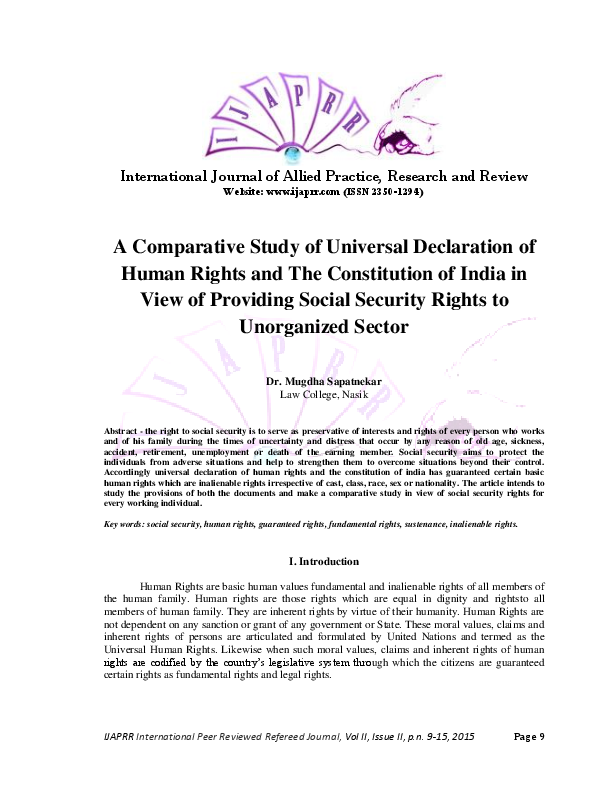 (PDF) A Comparative Study of Universal Declaration of Human Rights and ...