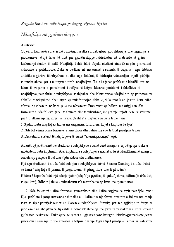 (DOC) NDAJFOLJA NE GJUHEN SHQIPE