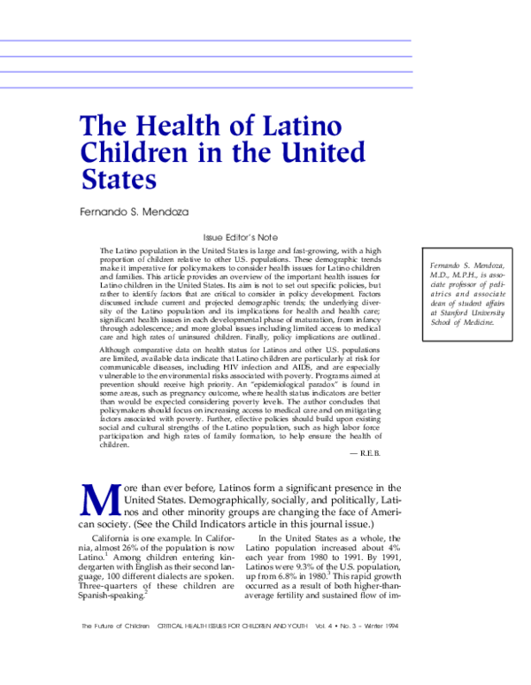 (PDF) The health of latino children in the United States