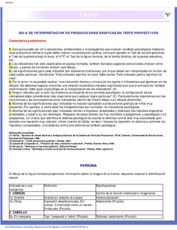 (PDF) Articulos Tests GUIA DE INTERPRETACION DE PRODUCCIONES GRAFICAS ...