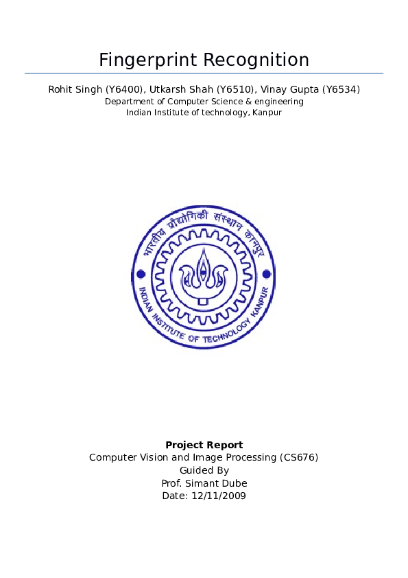 (DOC) Fingerprint Recognition Project Report Computer Vision and Image ...