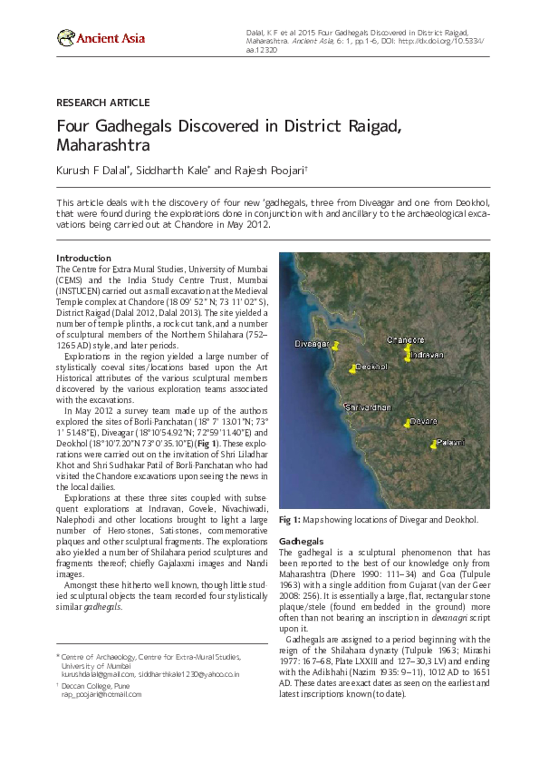 (PDF) Four Gadhegals Discovered in District Raigad, Maharashtra