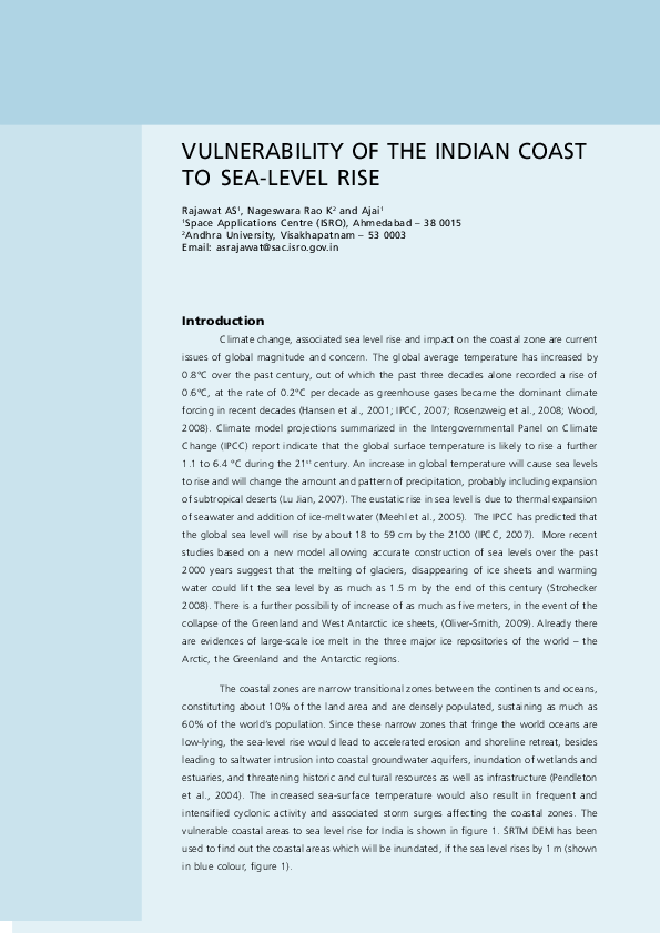 (PDF) Vulnerability of the Indian coast to sea-level rise