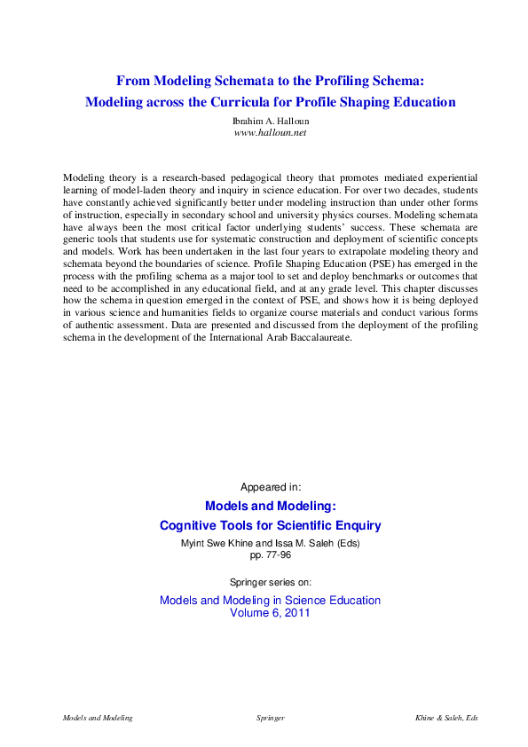 Pdf From Modeling Schemata To The Profiling Schema Modeling Across