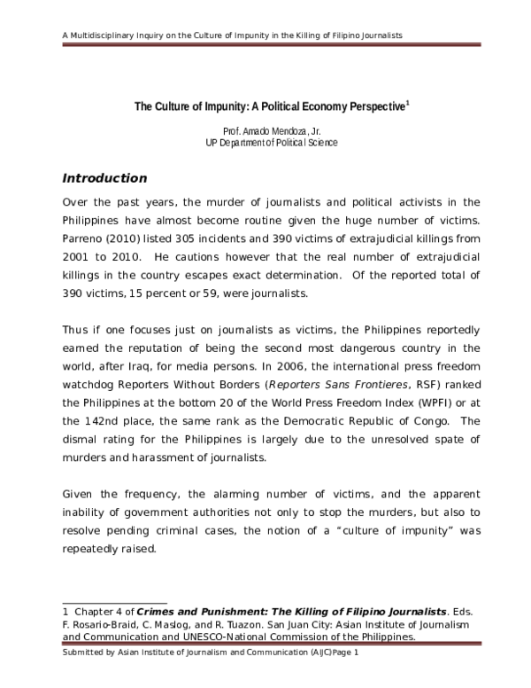 (DOC) Culture of impunity: a political economy perspective