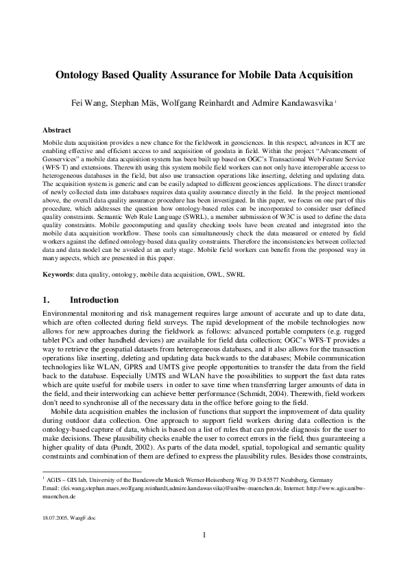 (PDF) Ontology Based Quality Assurance for Mobile Data Acquisition | Stephan Mäs - Academia.edu