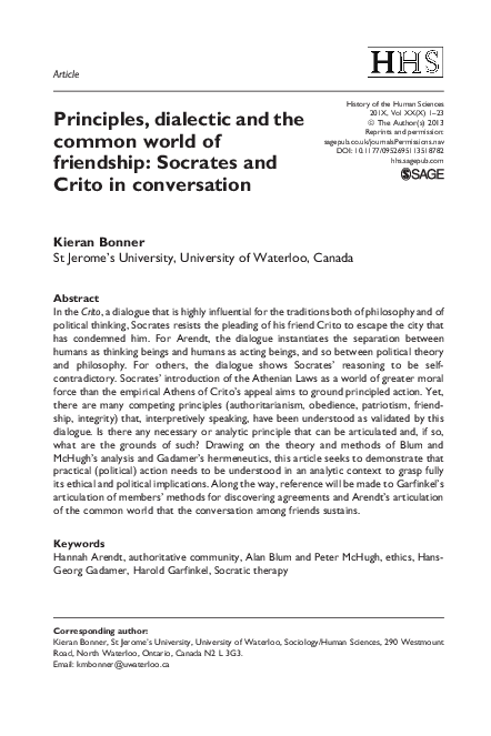 (PDF) Principles, dialectic and the common world of friendship ...