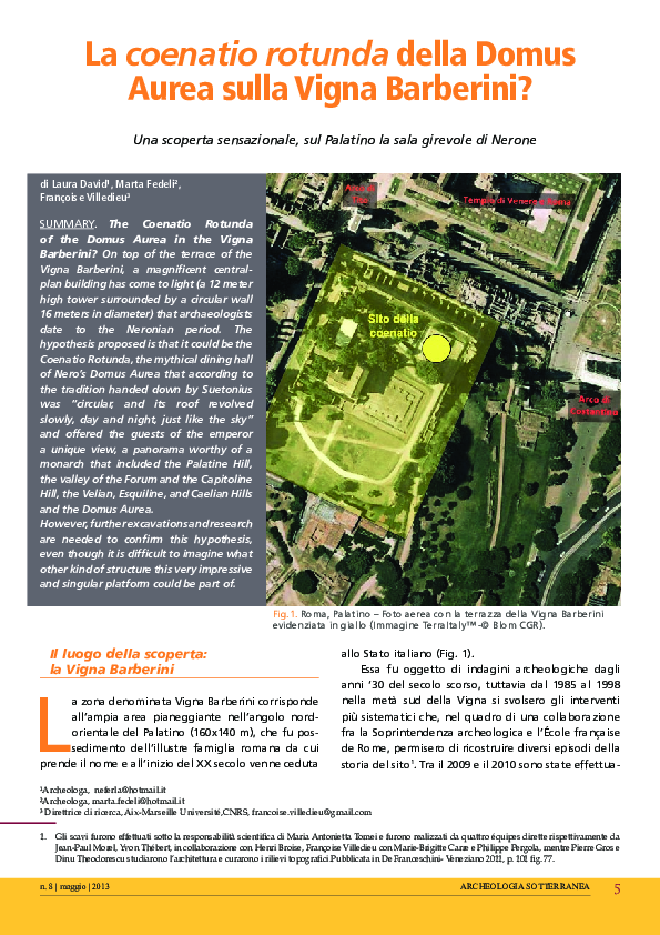 (PDF) La coenatio rotunda della Domus Aurea sulla Vigna Barberini?