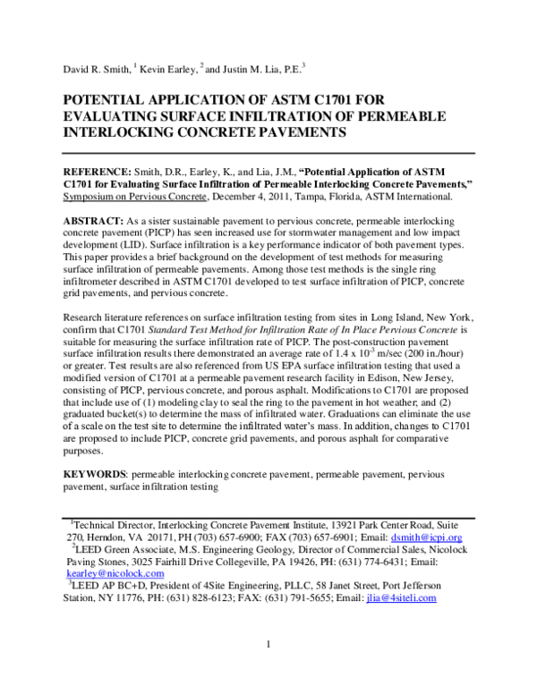 (PDF) Potential Application of ASTM C1701 for Evaluating Surface ...