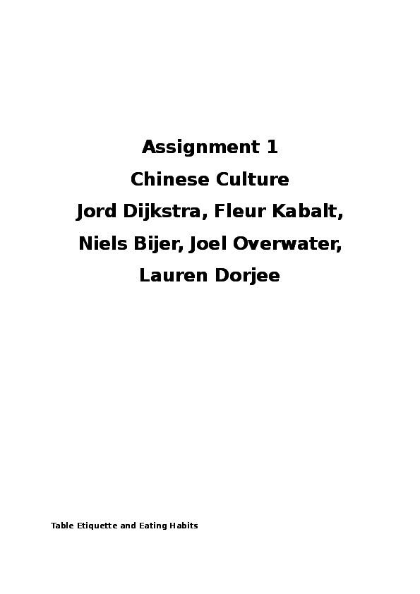 (DOC) Chinese culture assignment 1