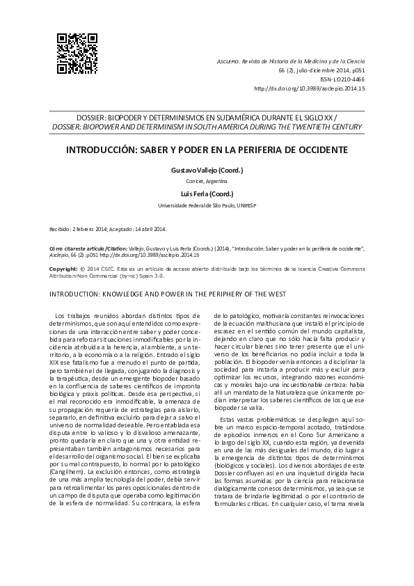 (PDF) Saber y poder en la periferia de occidente