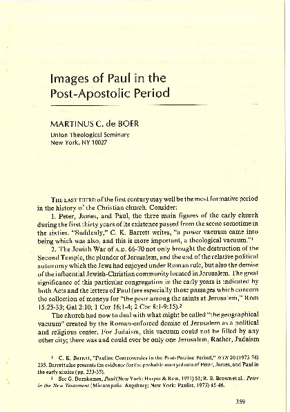 (PDF) Images of Paul in the Post-Apostolic Period (1980)