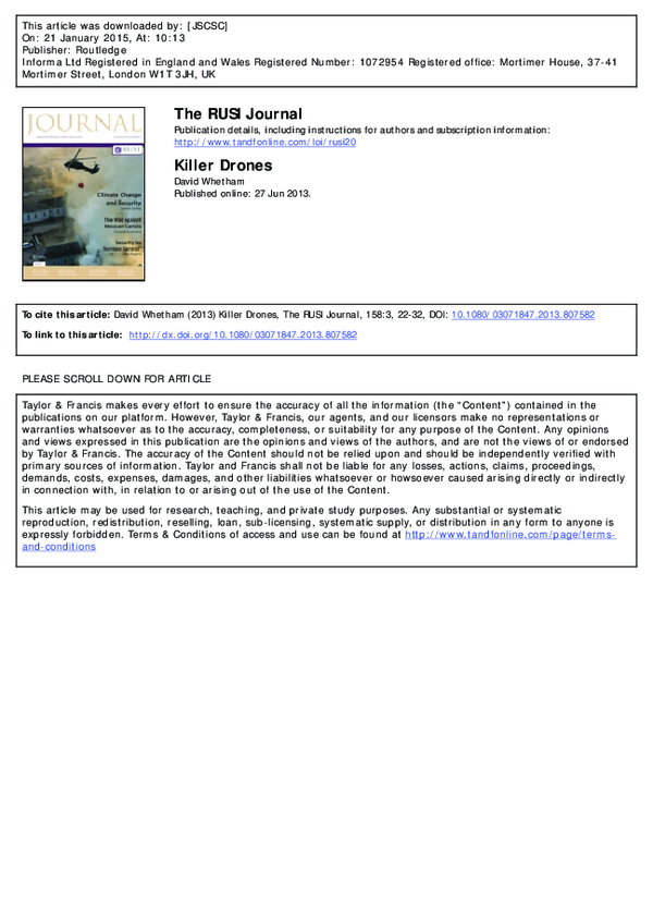 (PDF) The RUSI Journal Killer Drones