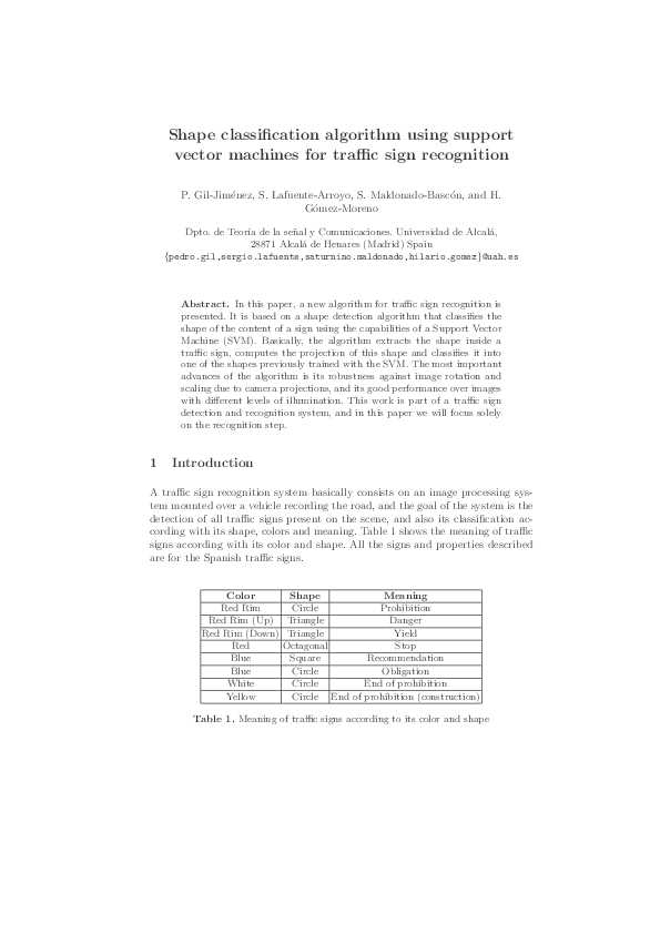 Pdf Shape Classification Algorithm Using Support Vector Machines For