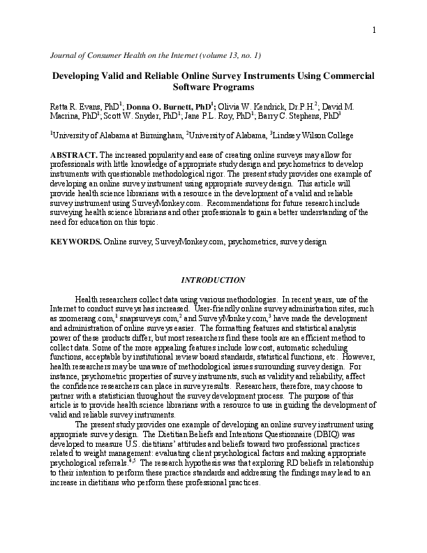 (PDF) Developing Valid and Reliable Online Survey Instruments Using ...