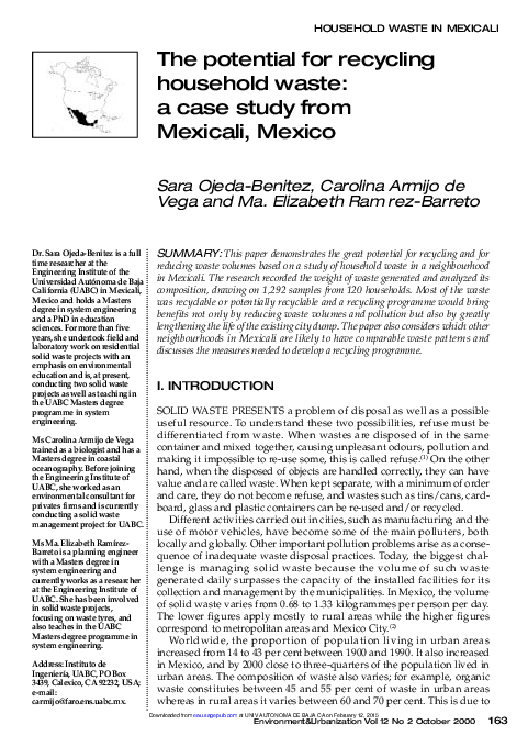 (PDF) The potential for recycling household waste: a case study from ...