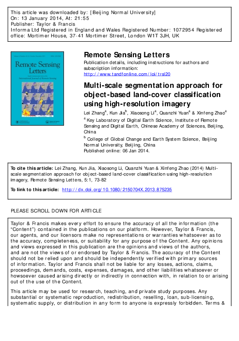 Pdf Multi Scale Segmentation Approach For Object Based Land Cover