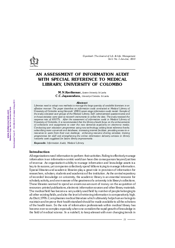 (PDF) An assessment of Information Audit with special reference to ...