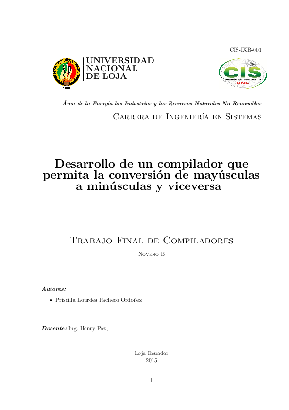 (PDF) Informe de Compilador Convertidor de Letras